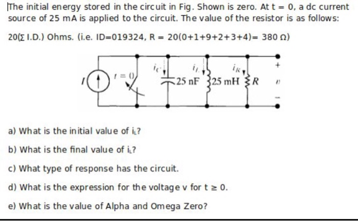 Solved The initial energy stored in the circuit in Fig. | Chegg.com
