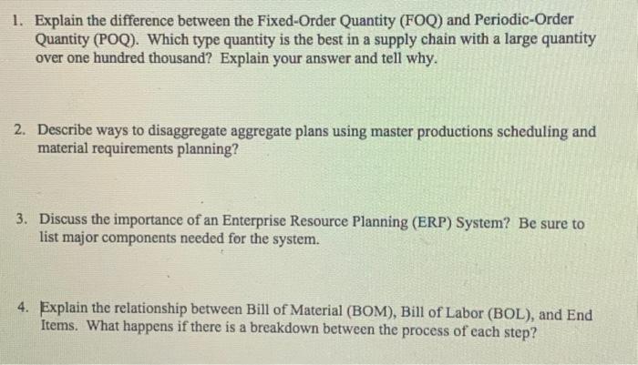 Solved Explain The Difference Between The Fixed Order 6362