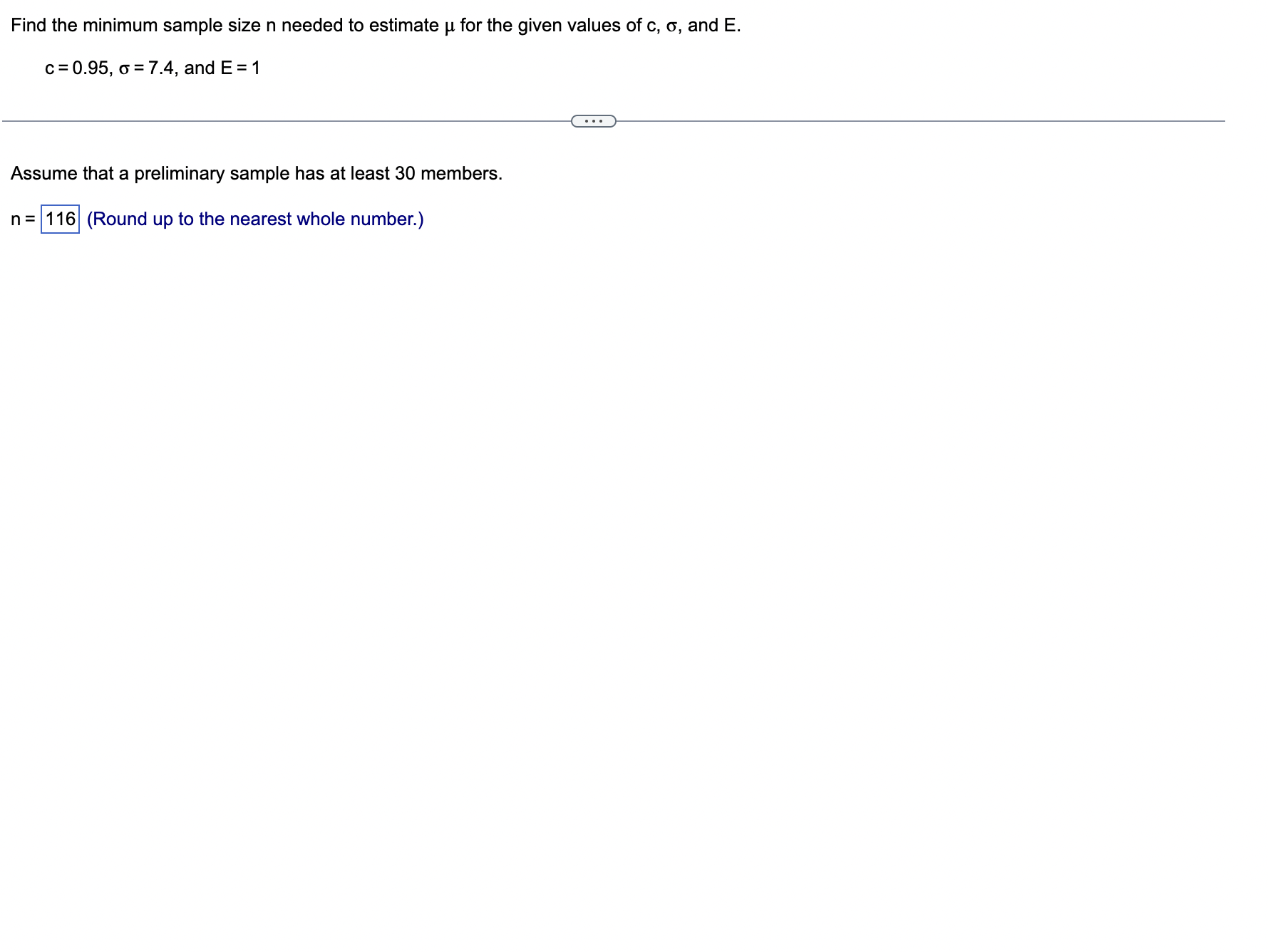 Solved Find the minimum sample size n ﻿needed to estimate μ | Chegg.com