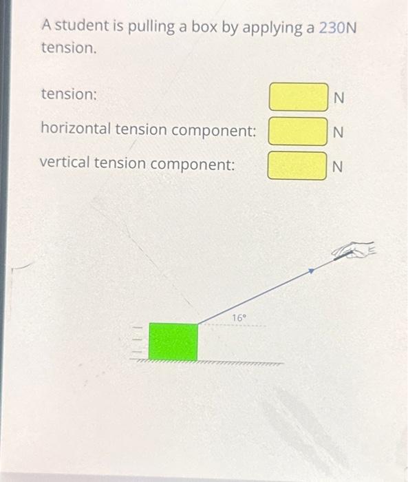 Solved A student is pulling a box by applying a 230 N | Chegg.com