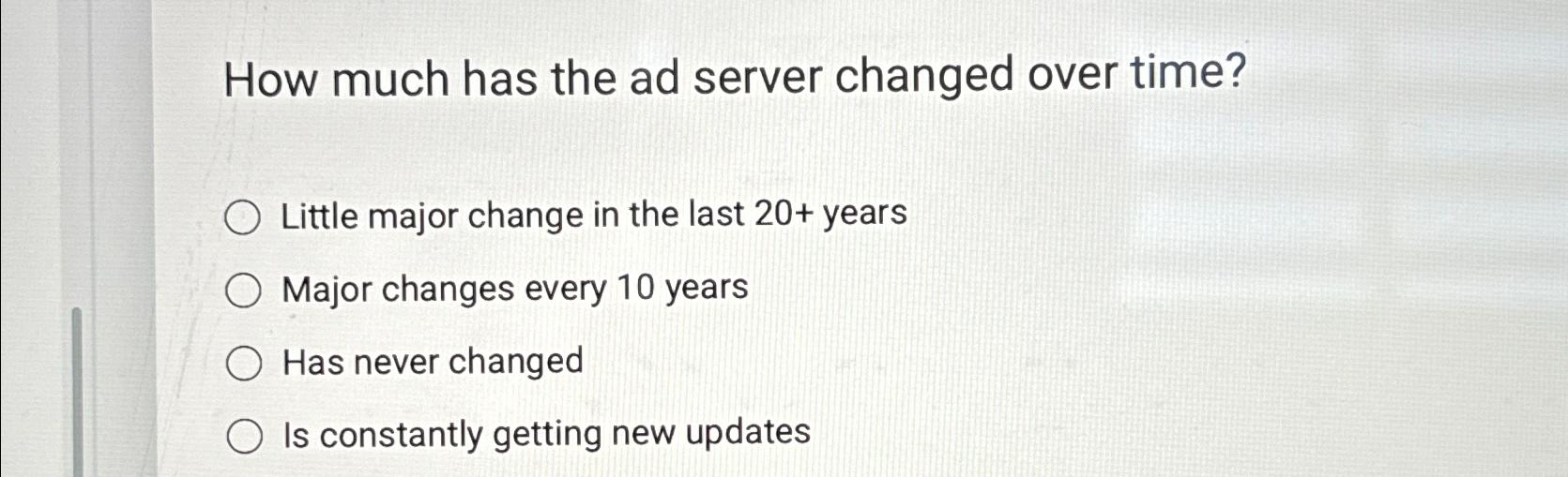 Solved How much has the ad server changed over time?Little | Chegg.com