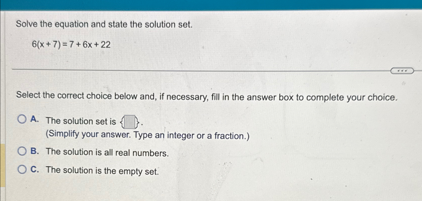 Solved Solve the equation and state the solution | Chegg.com