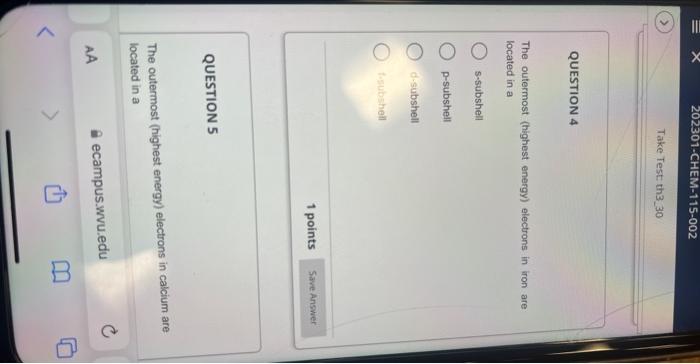 Solved The outermost (highest energy) electrons in iron are | Chegg.com