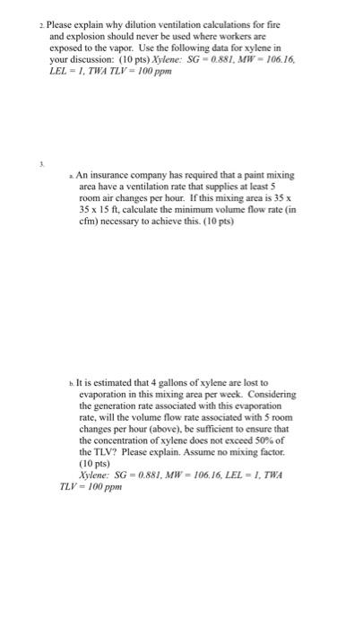 Solved 2. Please explain why dilution ventilation | Chegg.com