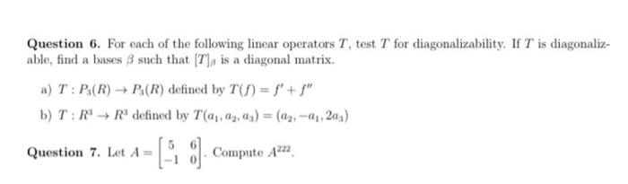 Solved Question 6. For each of the following linear | Chegg.com