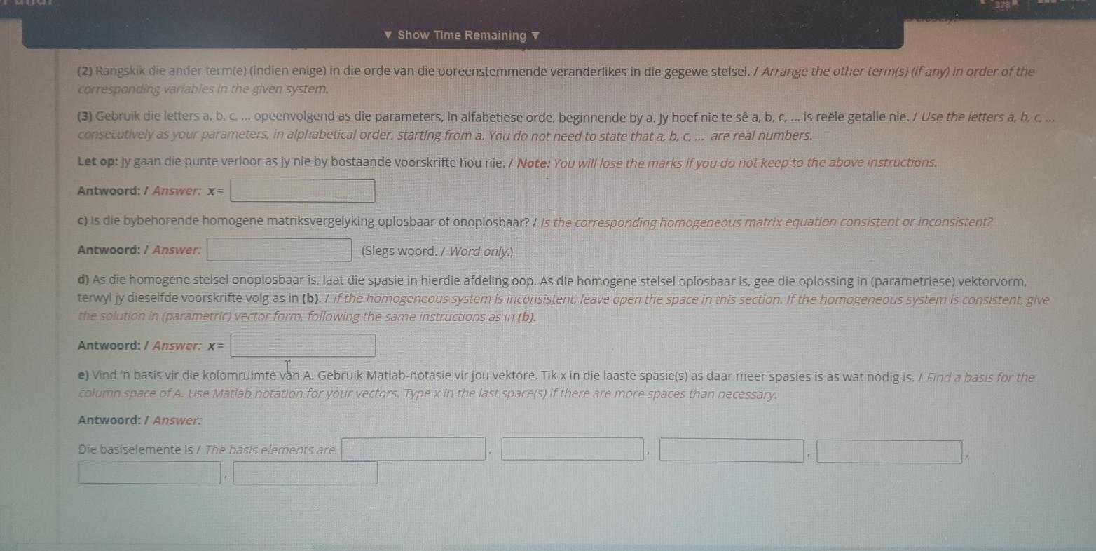 Solved Die aangevulde matriks / The augmented matrix 0 1 0 3 | Chegg.com