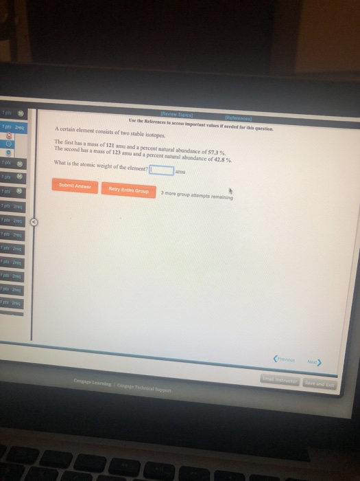 Solved A certain element consists of two stable topes. The | Chegg.com