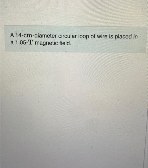 Solved A 14-cm-diameter circular loop of wire is placed in a | Chegg.com