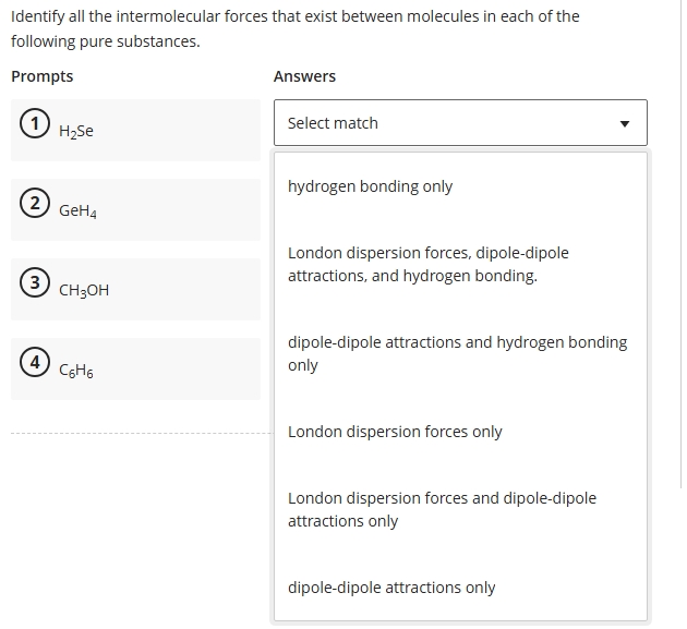 Solved Identify all the intermolecular forces that exist | Chegg.com