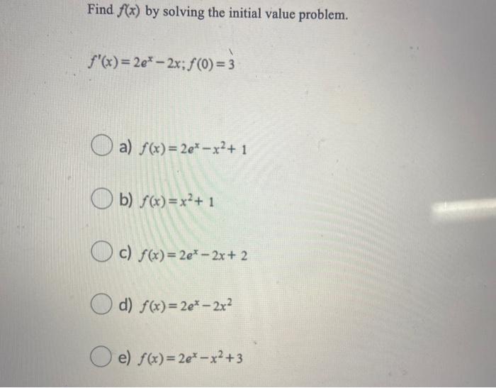 Solved Find f(x) by solving the initial value problem. f'(x) | Chegg.com