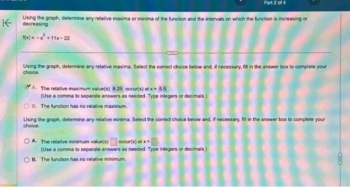 Solved Using the graph, determine any relative maxima or | Chegg.com