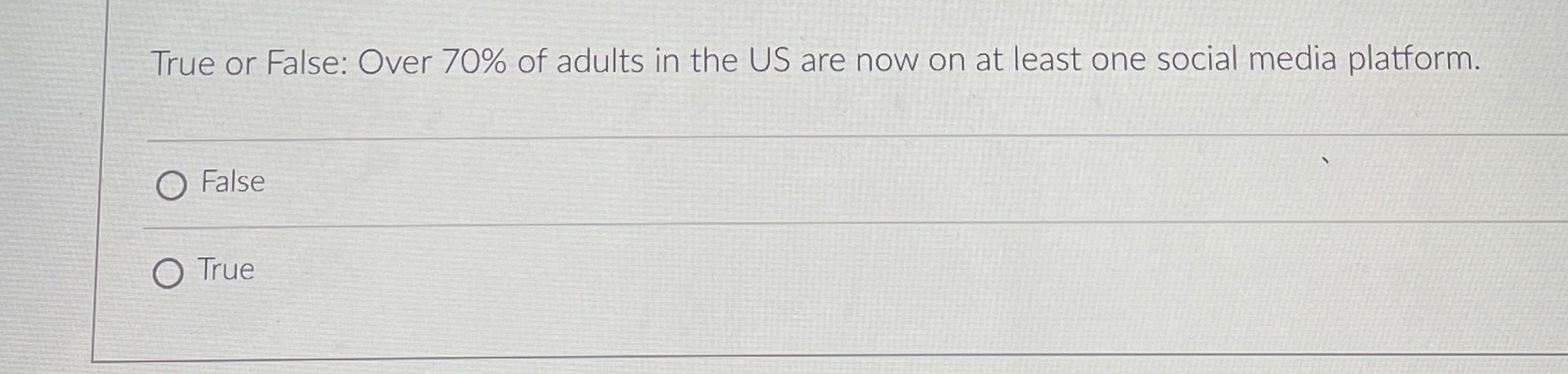 Solved True or False: Over 70% ﻿of adults in the US are now | Chegg.com