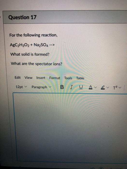 Solved Question 16 For the following reaction, MgNO3 + | Chegg.com