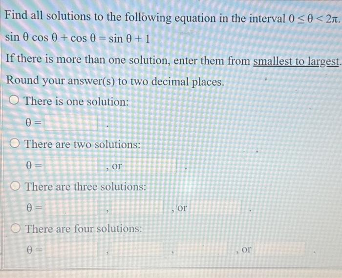Solved Find all solutions to the following equation in the | Chegg.com