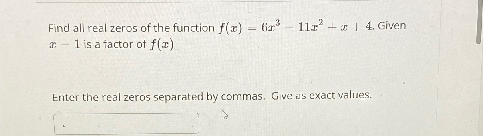 Find all real zeros of the function | Chegg.com