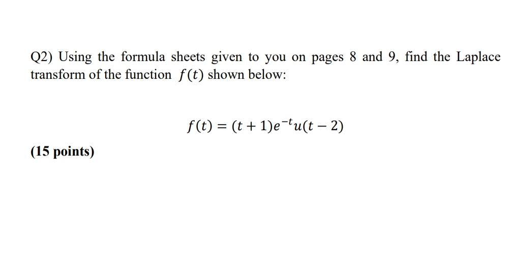 Solved Q2) ﻿Using the formula sheets given to you on pages 8 | Chegg.com