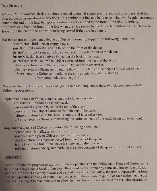 Solved Data Structure A "deque" (pronounced 'deck") is a | Chegg.com