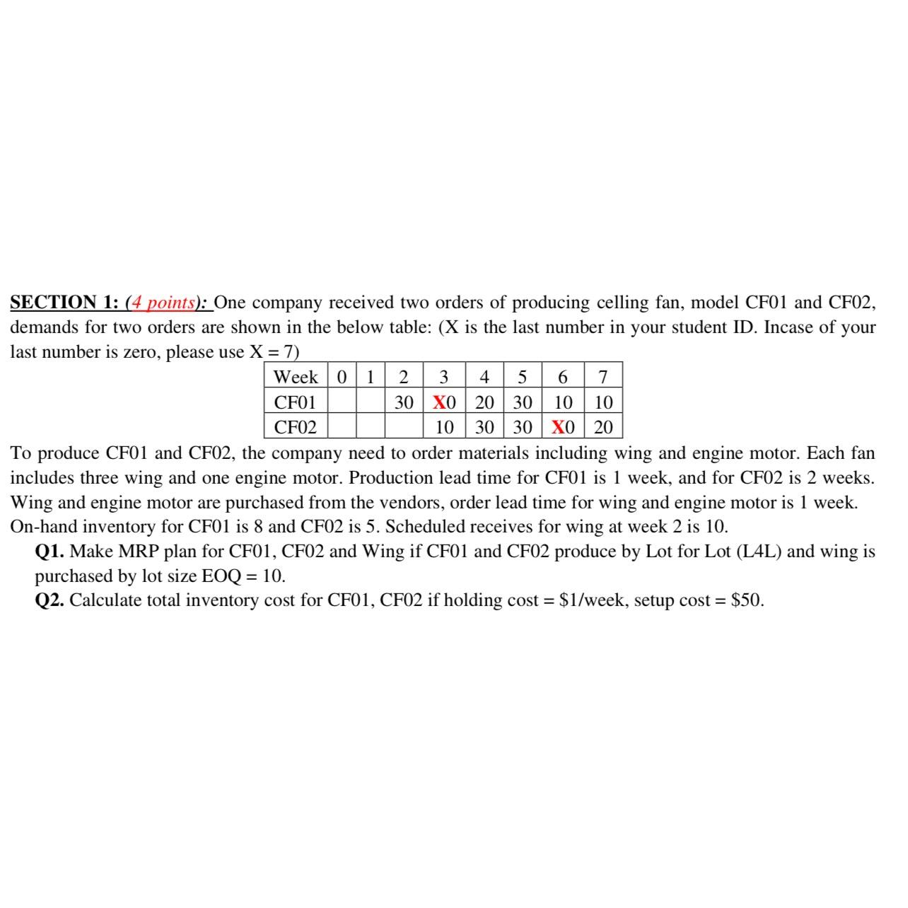 Solved SECTION 1: (4 ﻿points): One company received two | Chegg.com