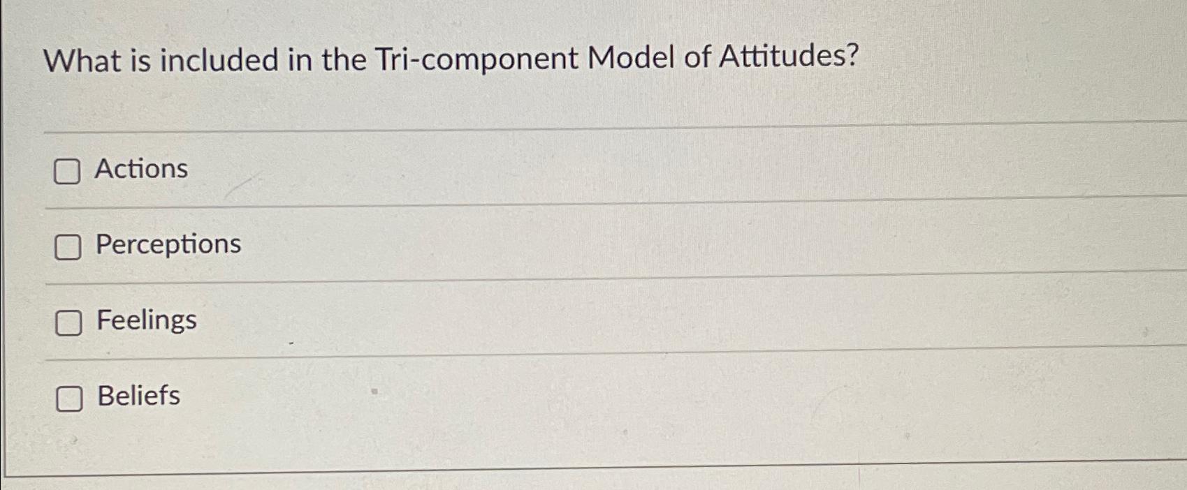 Solved What is included in the Tri-component Model of | Chegg.com