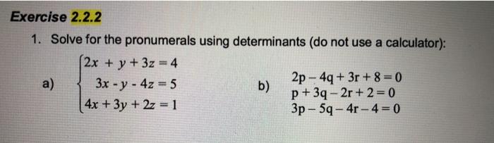 Solved Exercise 2.2.2 1. Solve for the pronumerals using | Chegg.com