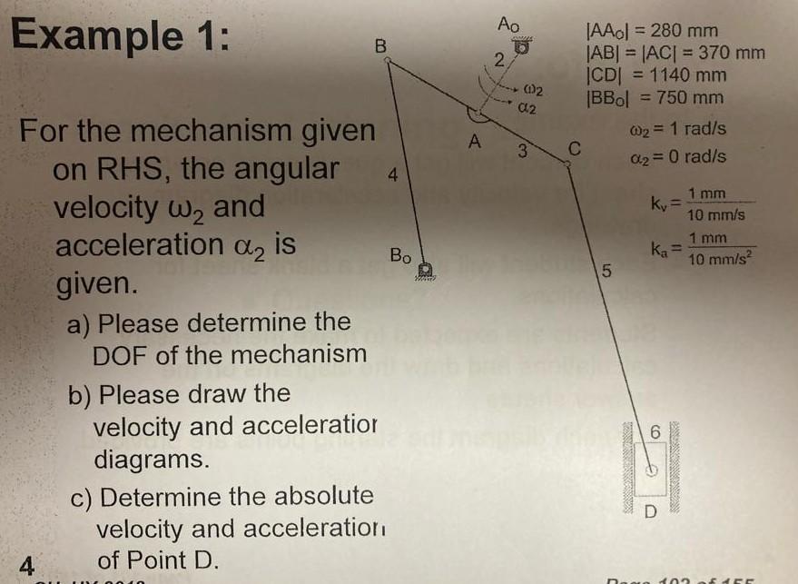 Solved Example 1: For the mechanism give on RHS, the angular | Chegg.com