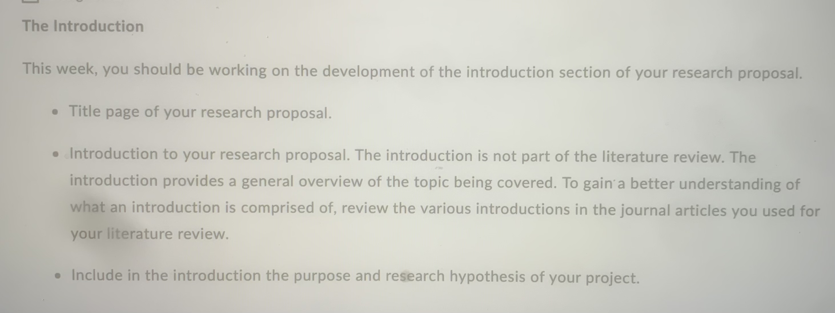 Solved The IntroductionThis week, you should be working on | Chegg.com