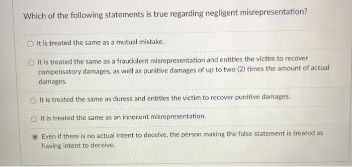 Solved Which of the following statements is true regarding | Chegg.com