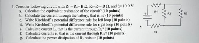 Solved 1. Consider following circuit with R1=R4=BΩ,R2=R3=DΩ, | Chegg.com