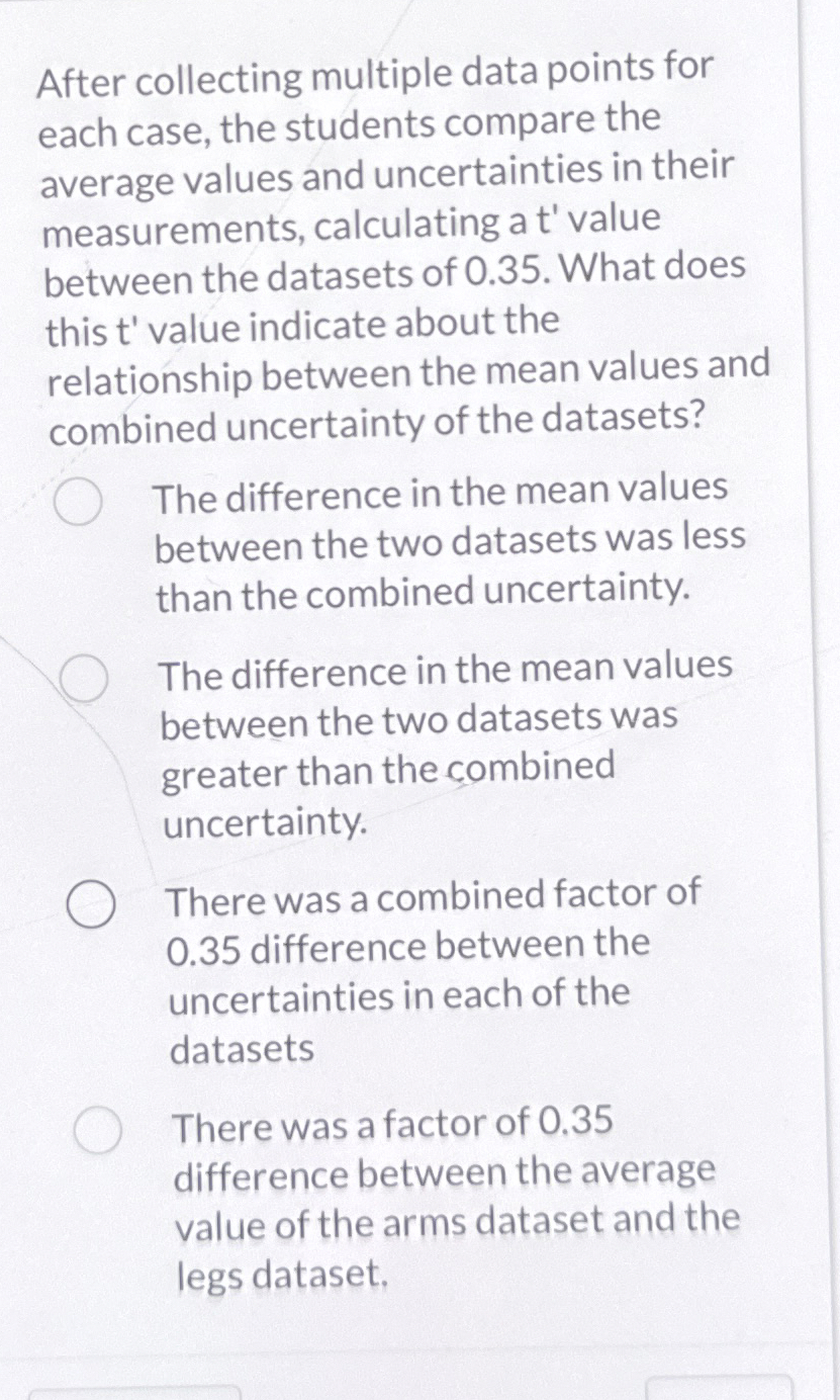 Solved After collecting multiple data points for each case, | Chegg.com