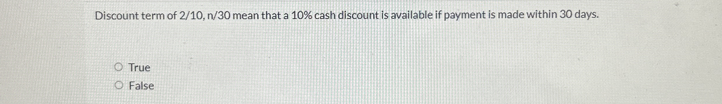 Solved Discount term of 210,n30 ﻿mean that a 10% ﻿cash | Chegg.com