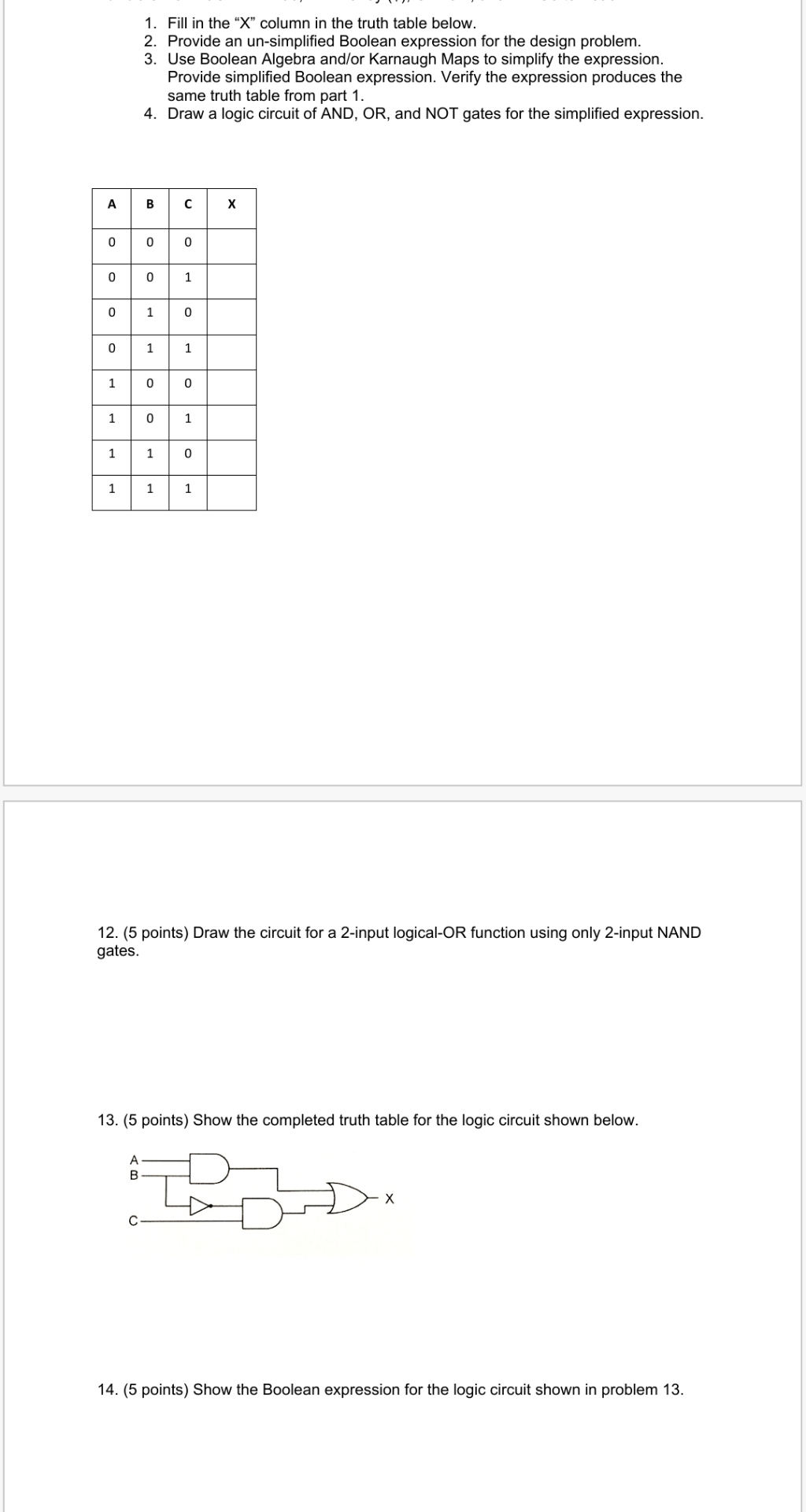 Solved Fill in the " x " ﻿column in the truth table | Chegg.com
