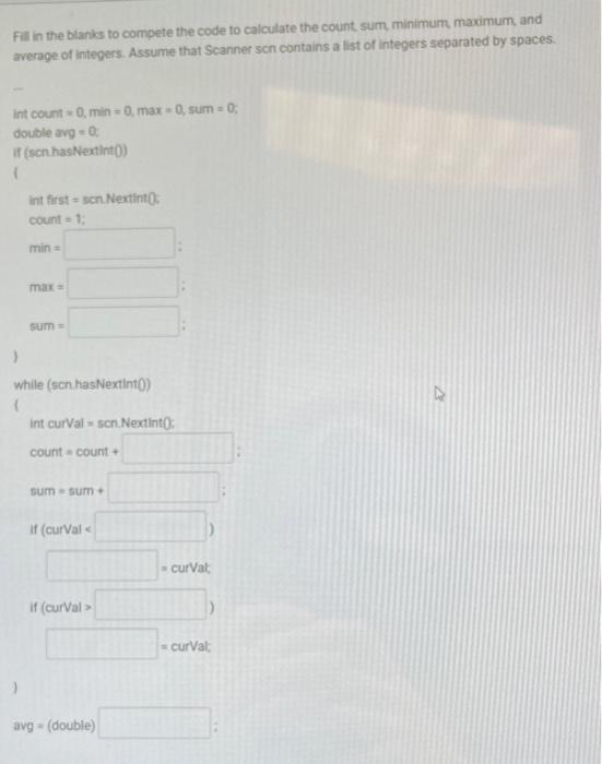 Fill in the blanks to compete the code to calculate | Chegg.com