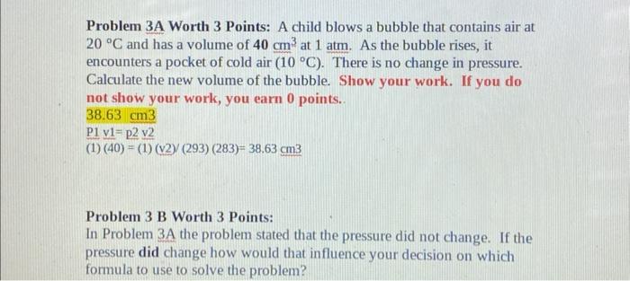 Solved Problem 3A Worth 3 Points: A child blows a bubble | Chegg.com