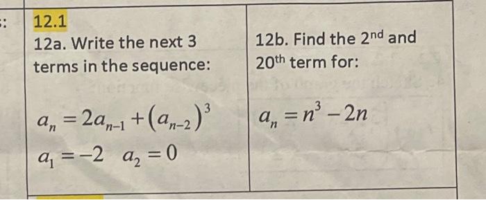Solved \begin{tabular}{|l|l|} \hline 12.112a. Write the next | Chegg.com