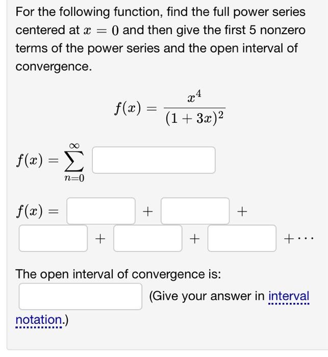 Solved For the following function, find the full power | Chegg.com