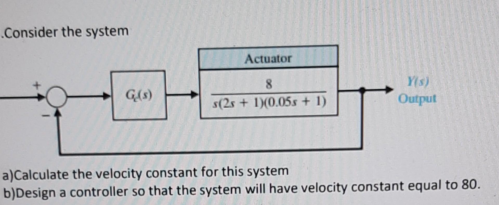 Solved Consider the system a)Calculate the velocity constant | Chegg.com