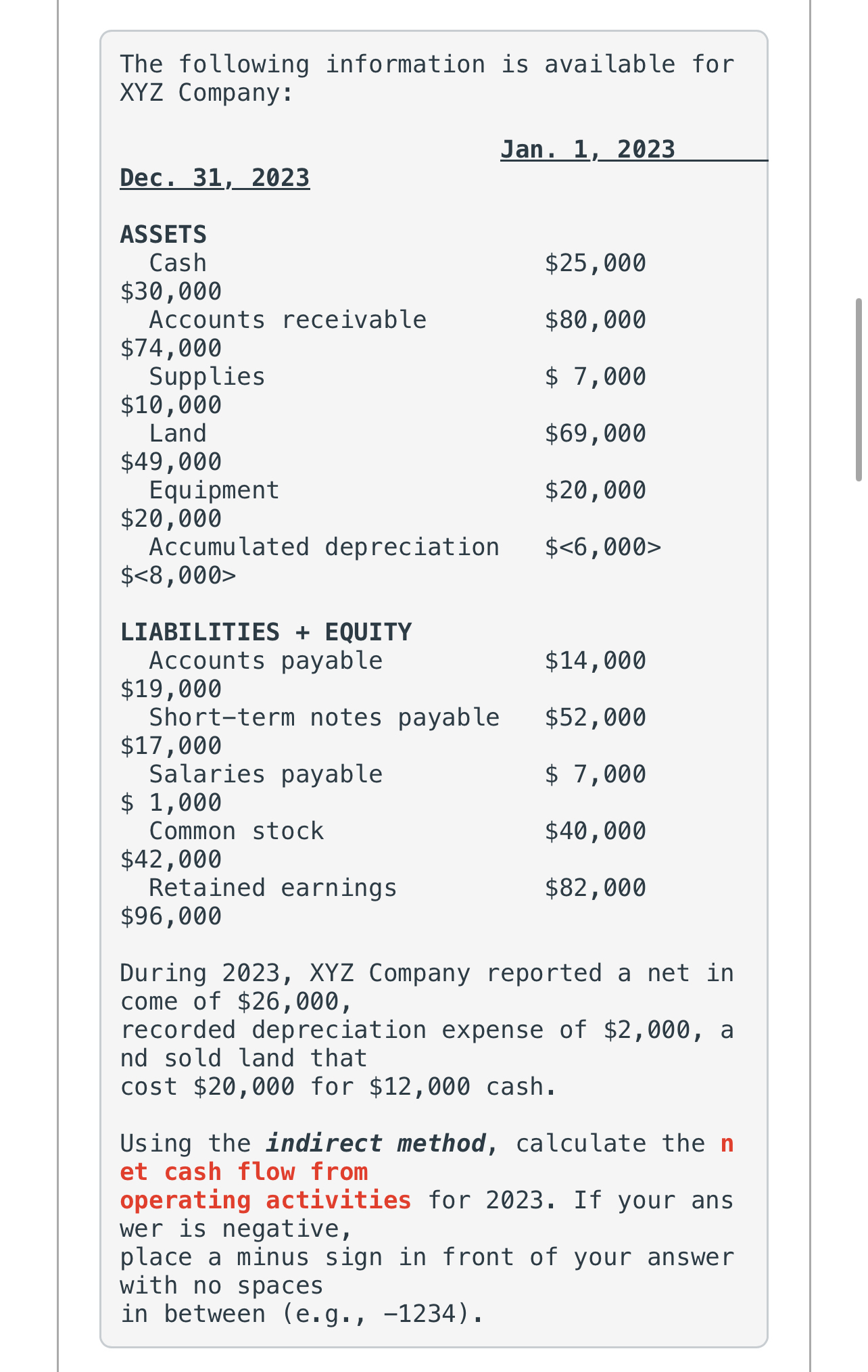 Solved The following information is available for XYZ | Chegg.com