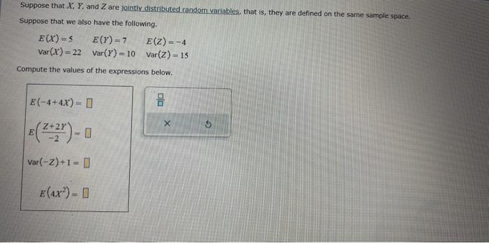 Solved Suppose that X,Y, and Z are jointly distributed | Chegg.com