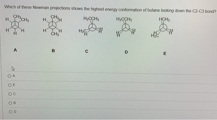 Solved Which of these Newman projections shows the highest | Chegg.com