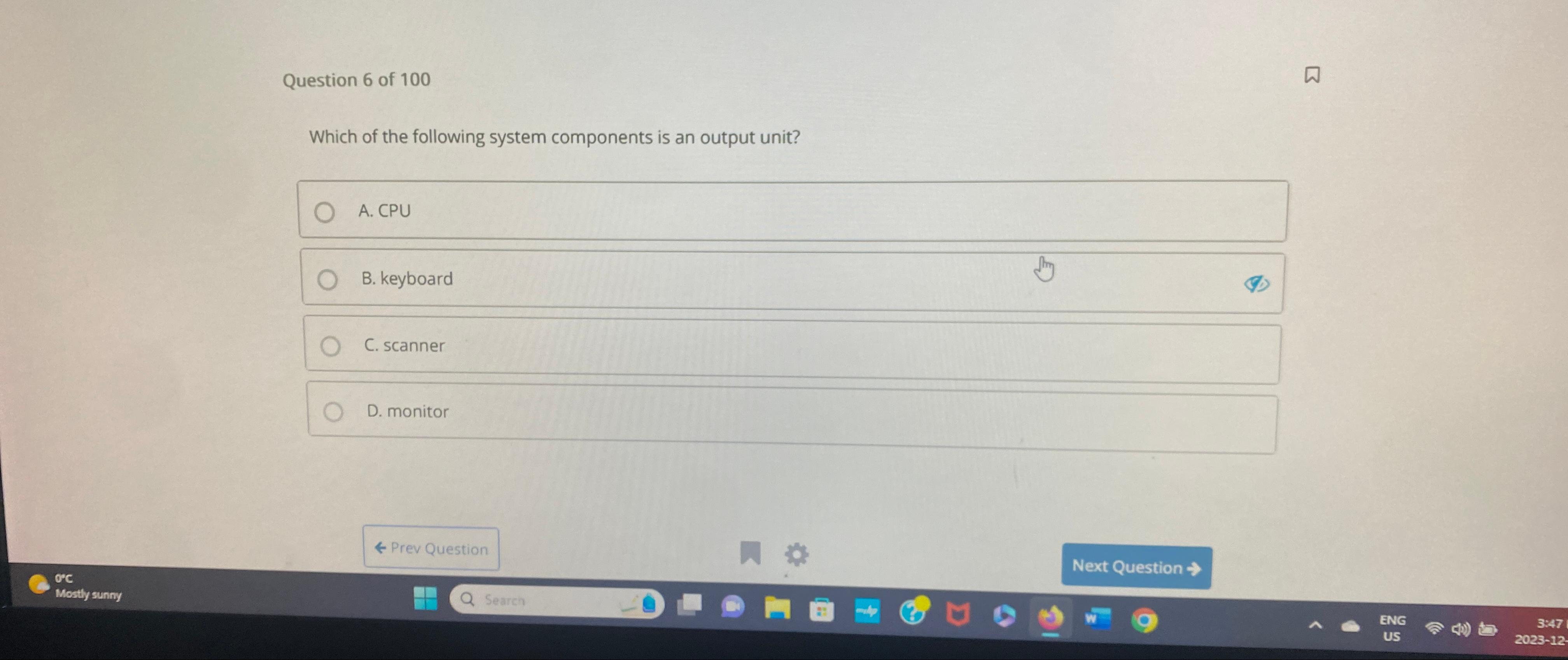 Solved Question 6 ﻿of 100దWhich of the following system | Chegg.com