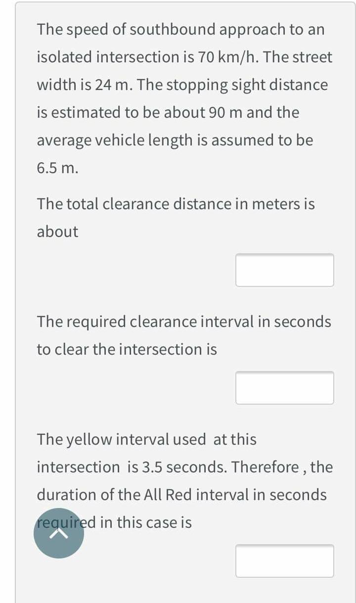 Solved The speed of southbound approach to an isolated | Chegg.com