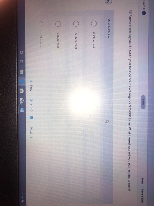 Solved Exam.il 0 Saved Help Save & Exit RB Farworth will pay | Chegg.com Solved Exam.il 0 Saved Help Save & Exit RB Farworth will pay | Chegg.com