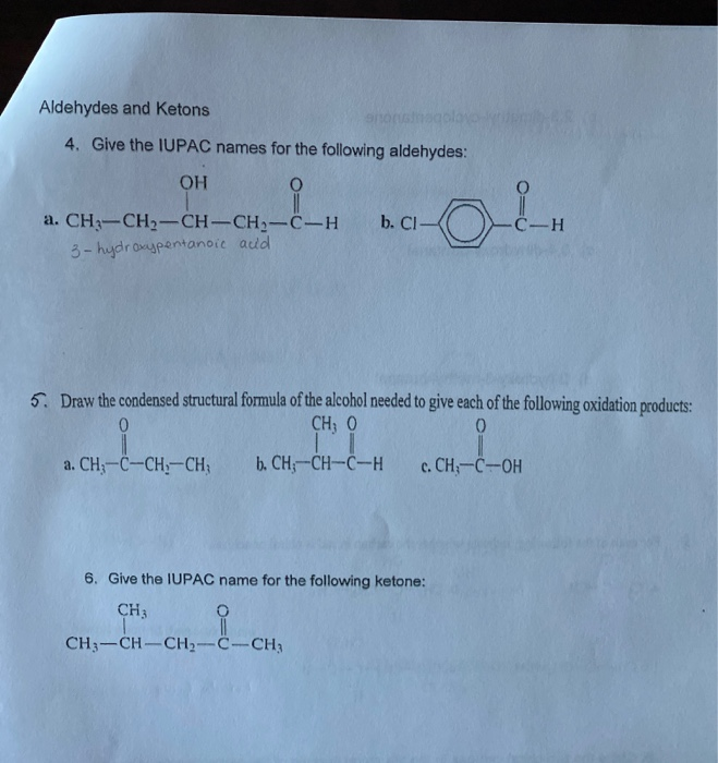 Solved Name Worksheet Alcohols, Aldehydes, Ketons 1. Circle | Chegg.com