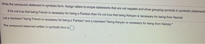 Solved Write the compound statement in symbolic form. Assign | Chegg.com