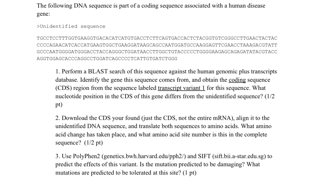 Solved The following DNA sequence is part of a coding | Chegg.com