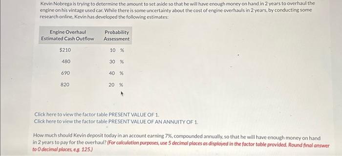Solved Click here to view the factor table PRESENT VALUE | Chegg.com