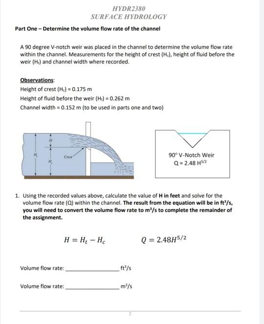 Solved Assignment 8 Flume Lab In this assignment we are | Chegg.com