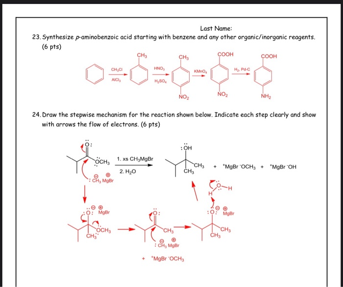 Solved Last Name: 23. Synthesize p-aminobenzoic acid | Chegg.com