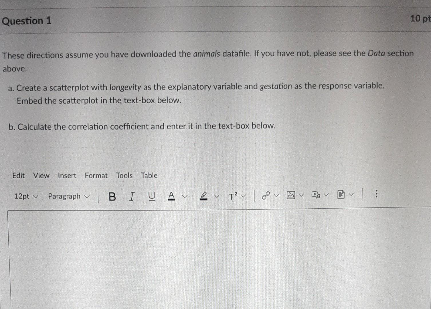 Solved Variables animal: the name of the animal species | Chegg.com