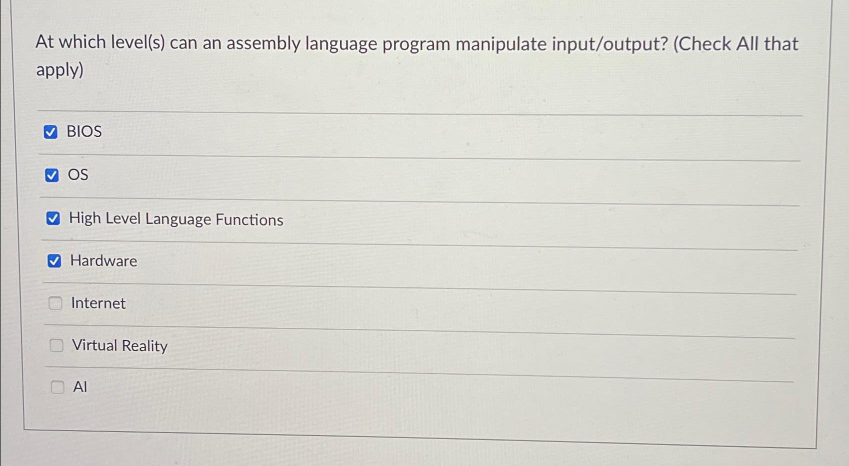 Solved At which level(s) ﻿can an assembly language program | Chegg.com